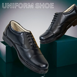 Spacer Men's Black Real Leather Formal Police Officers Shoes, Safety ...