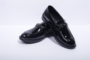Joe Pollen Stylish Glocy Black Slip-On Formal Loafer Shoes, Cushioned ...
