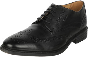 CLARKS Quinwood Wing Black Leather Brogues For Men - Buy CLARKS ...
