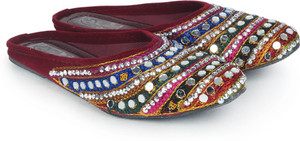 The Desi Dulhan The Desi Dulhan Women Maroon Embellished Mules Flats ...