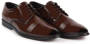 FAUSTO Patent Leather Party Formal Textured Strip Shoes Lace Up For Men ...