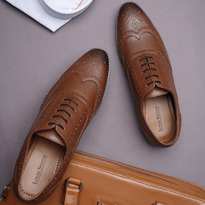 LOUIS STITCH Russet Tan Wingtip Style Brogue Formal Shoes for Men - UK ...