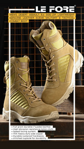 LEFORE Men's Lightweight Genuine Leather Suede Military and Tactical ...