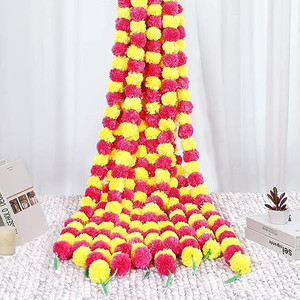 PARTY MIDLINKERZ Red & Yellow Marigold Garland Artificial Flowers/Genda ...