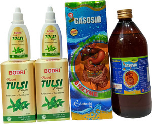 BODRI Bodr-Panch TULSI Drops & GASOSID ENZYME for Immunity,LIVER ...