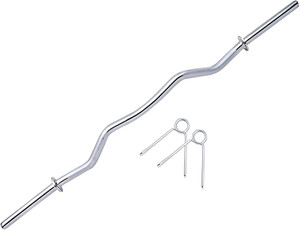 KICKMIX SPORTS 3ft 19mm Curl Rod With 2 Spring Lock Weight Lifting Bar ...