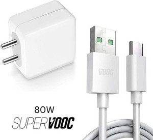 MAK 80 W SuperVOOC 6 A Wall Charger for Mobile with Detachable Cable ...