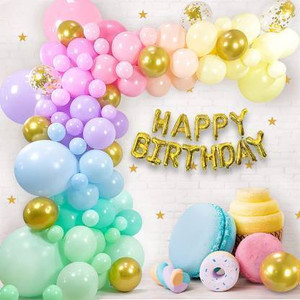 SKYWINS Multi Pastel Balloons Foil Birthday Confetti and Chrome Balloon ...