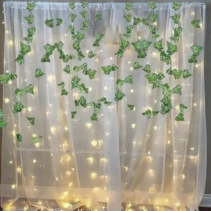 Fun and Flex White net Backdrop Combo kit with Artificial Green Leaves ...