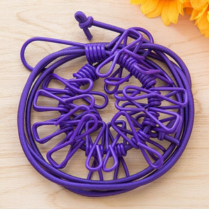 ActrovaX 12 Clips & 2 Hooks Portable Outdoor Clothesline Rope Nylon ...