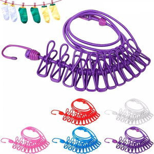 BAWALIYANZED 12 Clips & 2 Hooks Portable Outdoor Clothesline Rope Nylon ...