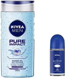 NIVEA Pure Impact Shower Gel 250 ML & Protect Care Roll On 50ML Price ...