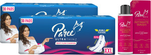 Paree Ultra Thinz XXL 60 Pads + Pariz Intimate Wash (100ml) Sanitary ...