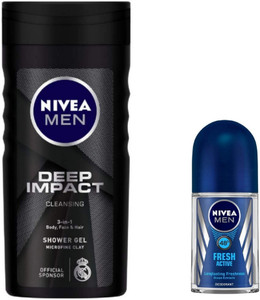 NIVEA Deep Impact Shower Gel 250ML & Fresh Active Roll On 50ML Price in ...