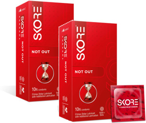 SKORE Not out Climax Delay Long Lasting Condoms | 10 Pieces | Pack of 2 ...