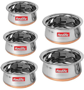 Redific Stainless Steel Copper Bottom Venachety Handi set of 5 piece ...