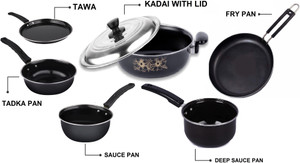 Induction Bottom Non-Stick Coated Cookware Set (5 - Piece) Induction ...