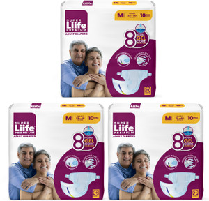 Super Liife Taped Style Adult Diaper, Unisex| 8 Hour Gel Core ...