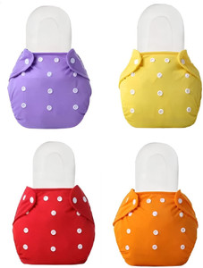 rotation Reusable Button Diaper MultiColor Pack of 4 Diaper & 4 white ...