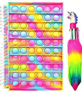A5 Diary /Popit Diary/ Spiral Notebook With Unicorn Fur Pen 6 in 1 ...