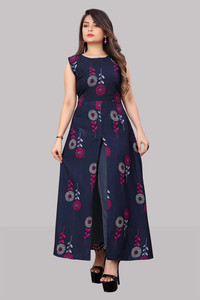 maruti fab Women Maxi Blue Full Length Dress - Buy maruti fab Women ...