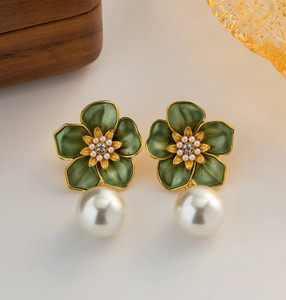 Flipkart.com - Buy BLINGEE Trendy Flower Pearl Earrings For Women Girls ...