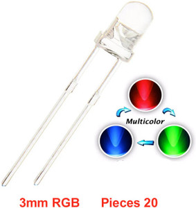 ELPH Transparent RGB LED 3mm | 3V DC 2 Pin |Multicolor Changing LED ...