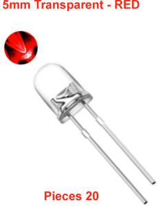 ELPH 5mm Super Bright LED | Transparent-RED | 3V DC | 2 Pin | Pack of ...