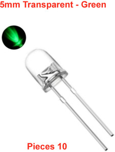 ELPH 5mm Super Bright LED | Transparent-GREEN | 3V DC | 2 Pin | Pack of ...