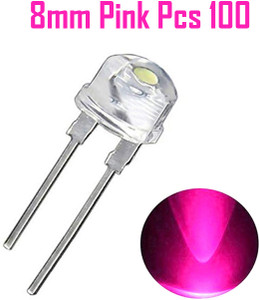 ELPH 100 Pcs Transparent Pink LED 8mm 3V DC 2 Pin (PINK) Electronic ...