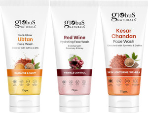 Globus Naturals Skin Care Combo- Ubtan, Red Wine, Kesar Chandan For Men ...
