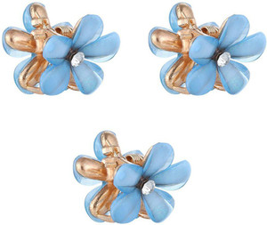 AmazingKarts 3 Pcs Korean Style Flower Mini Blue Hair Clutcher For ...