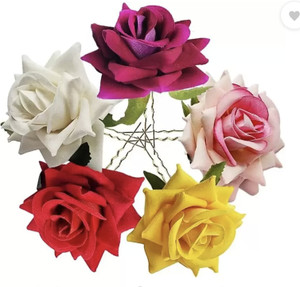 Artificial Roses U-Shape Pins Roses Hair Accessory for girls Juda Pin ...