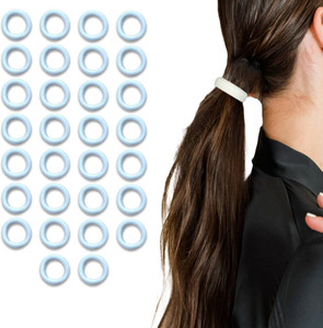 Direct Harvest White Pony Round Hair Band For Women and Girls, Rubber ...