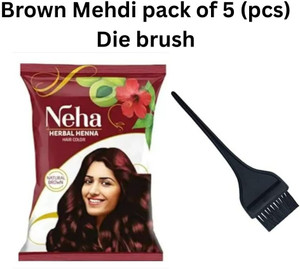 Neha Hair color brown pack of 5 pcs With die brush , brown - Price in ...