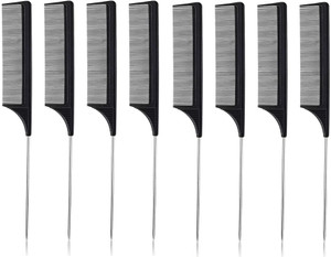 QNAM Professional Pin Tail Comb for Men & Women - Carbon Fiber Material ...