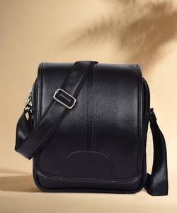 bellira Black Sling Bag Men Black Messenger Bag - Extra Spacious BLACK ...
