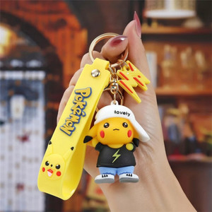 Tiny Tim Cute Pikachu Black Silicone 3D Key Chain with Strap Charm ...