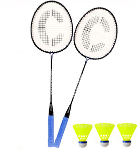 CARRY ON Single Shaft Badminton Racket Pack Of 2 Piece With 3 Piece ...