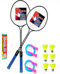 CARRY ON Double Shaft 2 Piece Racket With 6 Piece Plastic Shuttle 2 ...