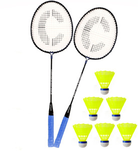 CARRY ON Single Shaft Badminton Racket Pack Of 2 Piece With 6 Piece ...