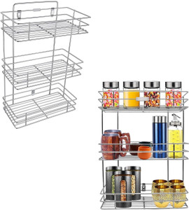 SUSHIEL Utensil Kitchen Rack Steel Multipurpose Storage Rack/Shelf, 3 ...