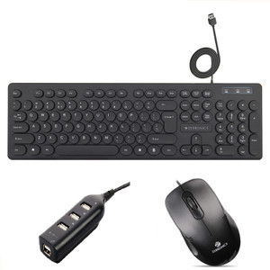 ZEBRONICS K24 Wired Keyboard + Power Plus Mouse + 90HB USB HUB Combo ...