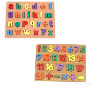 KNK Infotain Wooden Lower Case Abcd And 123 Number Learning Board Pack ...