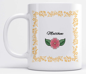 LOROFY Name Matthew Printed Orange Frame Design White Ceramic Coffee ...
