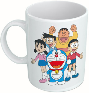 Kitioon Doraemon/Nobita/Shizuka/Suneo/Goda Ceramic Coffee (White, 350ml ...