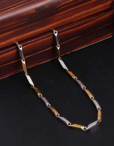 zebisco Classic Stainless Steel Golden Silver Toned Rice Chain for men ...