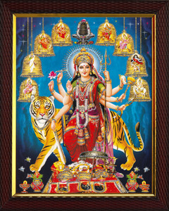 Cherriee Durga maa 9 roop Sparkle Coated photo painting for poojan 10 ...