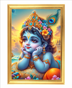 Devatwal Lord Bal Krishna Golden Photo Frame For Wall Mounted Painting ...