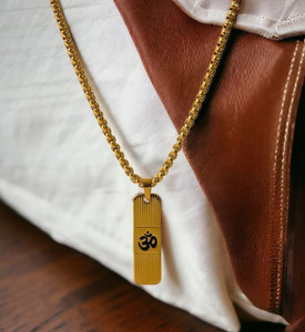 VIANSH Flat Bar Golden Lord Shiva Mahadev Mahakaal Om Locket Pendant ...